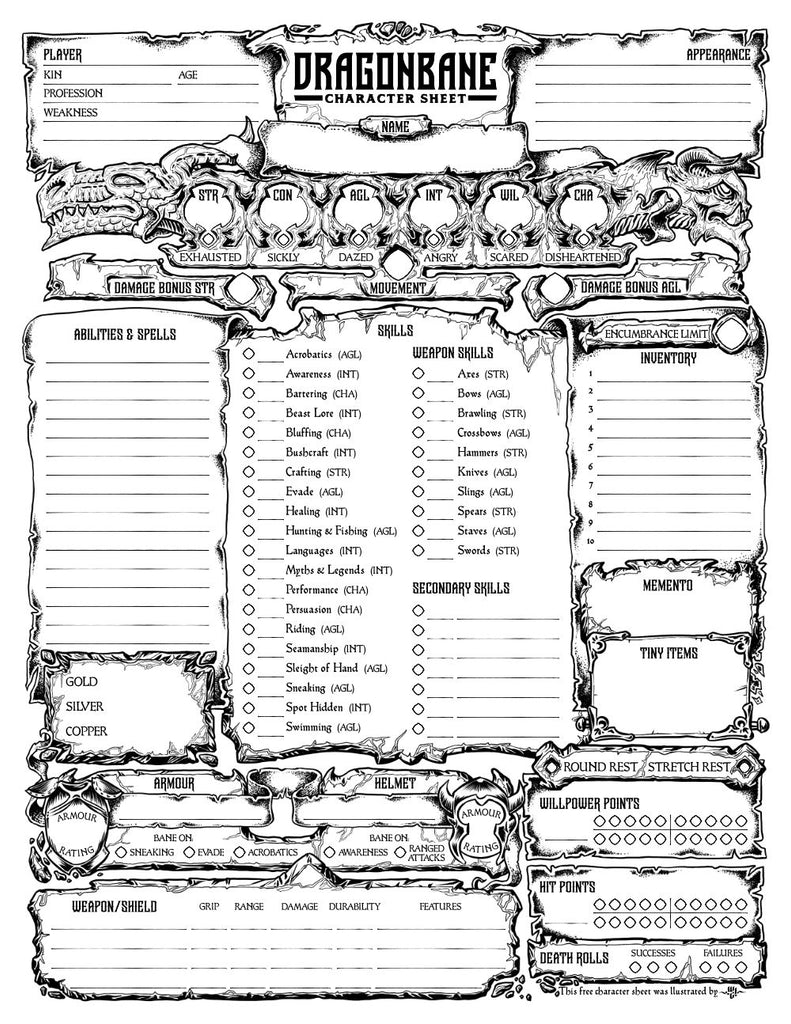 Dragonbane Character Sheet – The Voyager’s Workshop