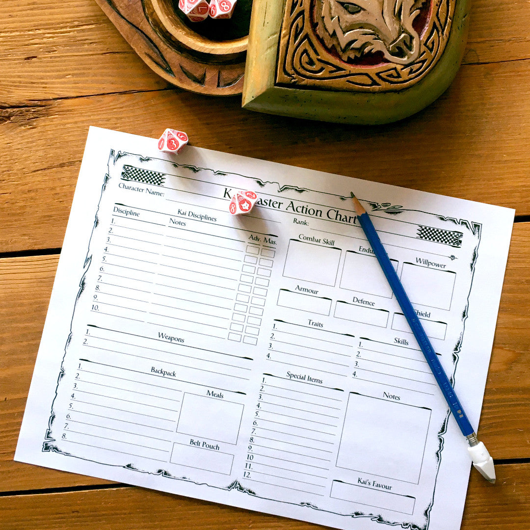 Lone Wolf Adventure Game Action Chart – The Voyager’s Workshop